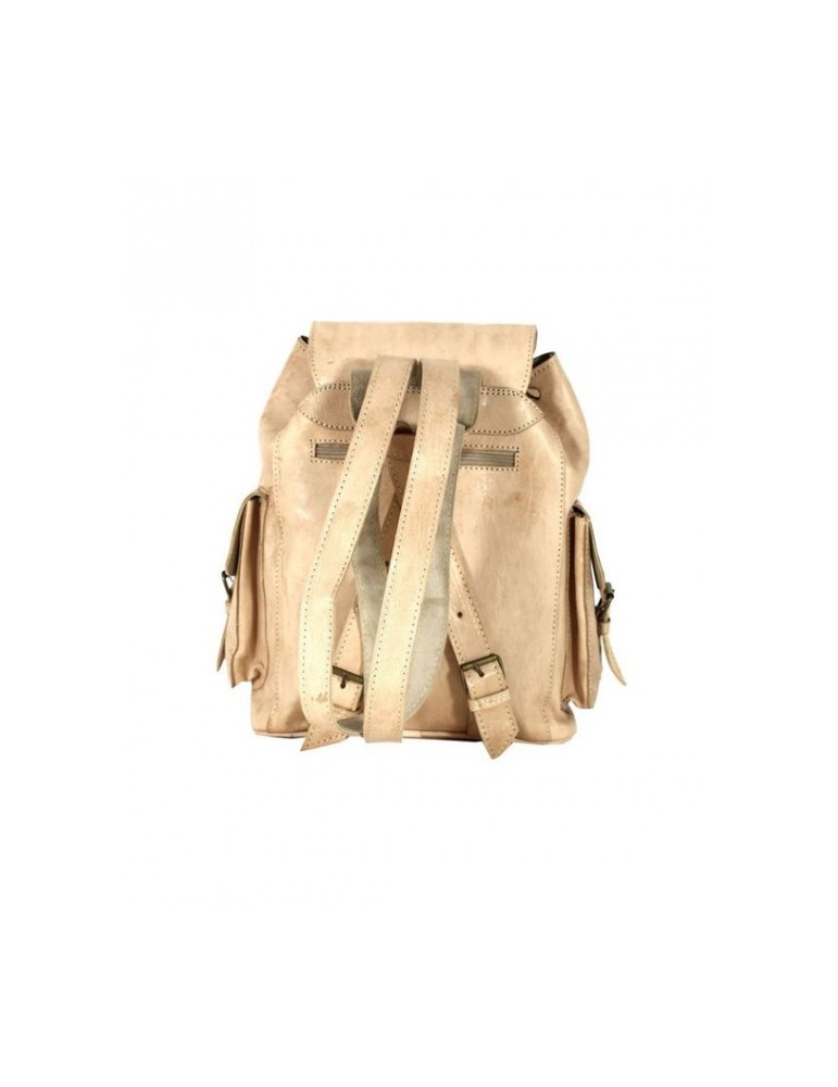 Beige natural leather backpack - Unionartisanat